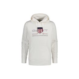 Sweatshirt Gant "Sweatshirt REGULAR ARCHIVE SHIELD HOODIE", Herren, Gr. M, wei&szlig; (ecru), Obermaterial: 78% Baumwolle CO. 22% Polyester PES., Sweatshirts Sweatshirt