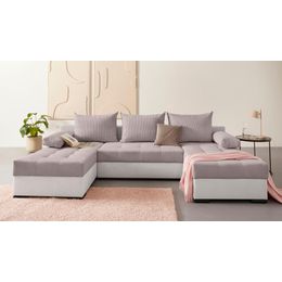 Wohnlandschaft Collection AB "Josy U-Form, B: 269 cm", silber (silbergrau, taupe), B:269cm H:41cm T:161cm, 100%Polyester, Sofas, Wohnlandschaft, mit Bettfunktion & Bettkasten, Federkern
