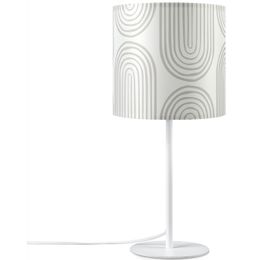 Paco Home Tischleuchte "Luca Pillar", wei&szlig;, &Oslash; 18cm H: 36,5cm, Leuchten, Mit Stoffschirm Nach Schlafzimmer Abstrakt Modern Retro E14, Tischleuchte
