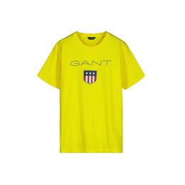 T-Shirt Gant "T-Shirt Shield Logo 1er Pack", Jungen, Gr. 170, gelb (gelb (sun gelb)), Obermaterial: 100% Baumwolle CO., Shirts T-Shirt
