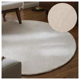 Wollteppich Hanse Home "Calmio, auch als L&auml;ufer und in rund", beige (natur wei&szlig;), H:18mm &Oslash;:120cm, Wolle, Teppiche, Handgetuftet, Wolle, Natur, Wohnzimmer, Schlafzimmer, Skandi, Hygge