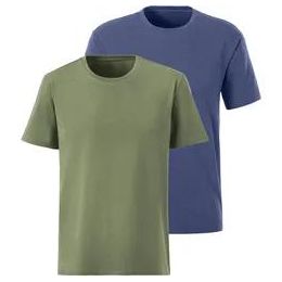 T-Shirt John Devin "mit Slub-Garn Struktur", Herren, Gr. XL (56/58), gr&uuml;n (khaki, blau), Slub, Obermaterial: 100% Baumwolle, meliert, bequem, Rundhals, abgesteppte Kante, Shirts T-Shirt, aus leichter, strukturierter Baumwollqualit&auml;t - im 2er-Sparpack