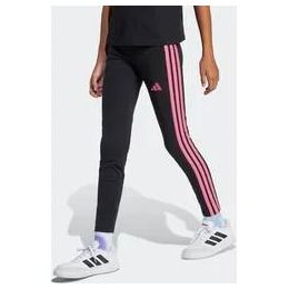Leggings Adidas SPORTSWEAR "ESSENTIALS KIDS", M&auml;dchen, Gr. 164, N-Gr, schwarz (schwarz, pink fusion,), Obermaterial: 93% Baumwolle, 7% Elasthan, Hosen Leggings