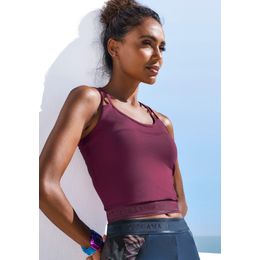 active by Lascana Crop-Top LASCANA ACTIVE, Damen, Gr. S (36/38), rosa (dunkelrosa), Jersey, Obermaterial: 95% Baumwolle, 5% Elasthan, unifarben, figurbetont taillenlang, Rundhals, Tops Crop-Top, mit Teilungsnaht