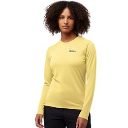 Langarmshirt Jack Wolfskin "VONNAN LS T W", Damen, Gr. M (38/40), lemonice, Obermaterial: 100% Polyester, Shirts Langarmshirt