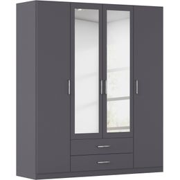 Kleiderschrank Rauch "Schrank Garderobe Ankleide GAMMA Breiten 91/136/181/226/271/315/360 cm", graumetallic, griffe chrom, B:181cm H:210cm T:54cm, Holzwerkstoff, Schr&auml;nke, Kleiderschrank, verschiedene Griff-Varianten, mit Spiegel TOPSELLER MADE IN GERMANY