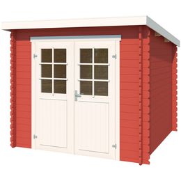 Gartenhaus Lasita Maja "Indi 230", rot (schwedenrot), ohne Fu&szlig;boden, ohne Dacheindeckung, Holzwerkstoff, Gartenh&auml;user, Gartenhaus, Blochbohlenhaus 28mm, Fundamentmass 2300x2300, Schwedenrot