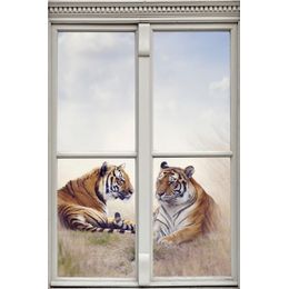 Wandsticker queence "Tiger", bunt, B:40cm H:60cm T:0,1cm, Wandtattoos, Wandsticker, Wandsticker, Wandbild, selbstklebend, 3D, Fenster