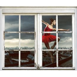 Wandsticker queence "Ballerina", rot, B:40cm H:60cm T:0,1cm, Wandtattoos, Wandsticker, Wandsticker, Wandbild, selbstklebend, Ballett, Tanzen