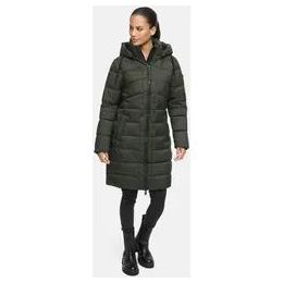 Winterjacke Marikoo "Kaltn&auml;schen", Damen, Gr. 3XL, gr&uuml;n (schwarz olive), Obermaterial: 100% Polyester; Futter: 100% Polyester; Wattierung: 100% Polyester; &Auml;rmelfutter: 100% Polyester, Jacken Winterjacke, mit abnehmbarer Kapuze und hochschlie&szlig;endem Kragen