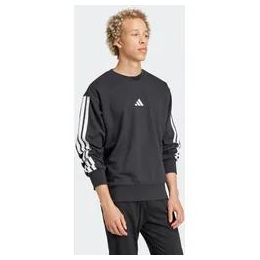 Sweatshirt Adidas SPORTSWEAR "ESSENTIALS 3-STREIFEN FRENCH TERRY", Herren, Gr. S, schwarz-wei&szlig; (schwarz, wei&szlig;), Obermaterial: 55% Baumwolle, 36% Polyester, 9% Viskose, Rundhals, angesetztes B&uuml;ndchen, Sweatshirts Sweatshirt