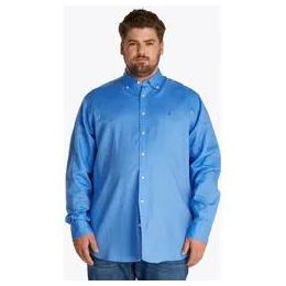 Tommy Hilfiger Big & Tall Langarmhemd "BT-LINEN BLEND SOLID", Herren, Gr. 4XL, N-Gr, blau (blau spell), Web, Obermaterial: 52% Baumwolle, 48% Leinen, TOMMY HILFIGER BIG & TALL, 1-Knopf-Manschette, Hemden, Gro&szlig;e Gr&ouml;&szlig;en