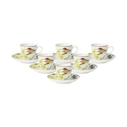Villeroy & Boch Tasse VILLEROY & BOCH "Espressotassen mit Untertassen Amazonia Anmut 100 ml 6er Set bunt", bunt, Porzellan, Trinkgef&auml;&szlig;e, Tasse