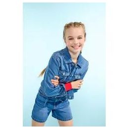 Jeansjacke KIDS Only "KOGLUMI LS JACKET DNM PIM NOOS", M&auml;dchen, Gr. 146, blau (medium blau denim), Denim/Jeans, Obermaterial: 100% Baumwolle, unifarben, regular fit taillenlang, 1-Knopf-Manschette mit Schlitz, Jacken Jeansjacke, kurz, in klassischer Form