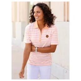 Poloshirt Casual Looks "Poloshirt", Damen, Gr. 48, orange (apricot, wei&szlig;, geringelt), 50% Baumwolle, 50% Modal, gemustert, gestreift, mehrfarbig, Shirts
