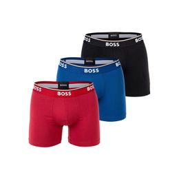 Boxershorts BOSS "Boxershort BoxerBr 3P Power 3er Pack", Herren, Gr. M, bunt (rot, blau, schwarz), Obermaterial: 95% Baumwolle CO. 5% Elasthan EL., Unterhosen Boxershorts