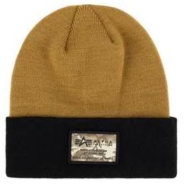 Skim&uuml;tze Alpha Industries "Crew C Label Beanie", Herren, Gr. onesize, gr&uuml;n (khaki), Obermaterial: 100% Polyacryl, M&uuml;tzen