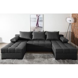 Wohnlandschaft Collection AB "Josy U-Form, B: 269 cm", grau (anthrazit), B:269cm H:41cm T:161cm, 100%Polyester, Sofas, Wohnlandschaft, mit Bettfunktion & Bettkasten, Federkern