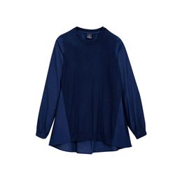 Madeleine Mode Longpullover MADELEINE "Pullover Legerer Pullover in raffiniertem Material-Mix", Damen, Gr. 34, blau (marine), Obermaterial: 100% Baumwolle CO., Modern, Pullover Longpullover