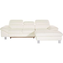 Ecksofa COTTA "Driver L-Form", wei&szlig; (altwei&szlig;), B:268cm H:73cm T:169cm, LEDER BEEFY (ein abgedecktes Spalt-Rindsleder) im Sitz und R&uuml;cken (Korpus in Kunstleder);Luxus-Kunstleder;Kunstleder SOFTLUX;Leder Pampas (echtes Rindsleder), R&uuml;ckseite mit schwarzem Spannstoff bezogen, Sofas, Ecksofa, mit Kopfteilverstellung, wahlweise mit Bettfunktion & Bettkasten