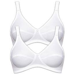 B&uuml;gelloser BH SuSa "2er Pack BH ohne B&uuml;gel Cotton", Damen, Gr. 95, Cup D, wei&szlig;, Stoff, Obermaterial: 100% Baumwolle CO., BHs B&uuml;gelloser BH