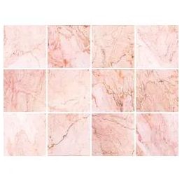 Fliesenaufkleber queence "Marmor", rosa, B:15cm H:15cm T:0,1cm, Fliesenaufkleber, Stickerfliesen, selbstklebend, Sticker, 12er Set