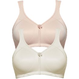 Entlastungs-BH SuSa "2er Pack Entlastungs BH Topsy Plus", Damen, Gr. 80, Cup G, bunt (cappuccino champagnermicro), Stoff, Obermaterial: 78% Polyamid PA. 22% Elasthan EL., BHs Entlastungs-BH