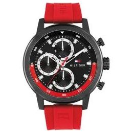 Multifunktionsuhr Tommy Hilfiger "ROCKY", rot, Armbanduhren, Herren, Quarzuhr, Armbanduhr, Herrenuhr, Silikonarmband, analog