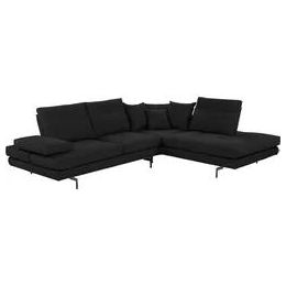 Ecksofa Calia italia "Toby Wing, B/T: 288/232 cm, Designsofa, Premium Sitzkomfort, L-Form", schwarz (nero bull), B:288cm H:90cm T:232cm, Leder BULL (100% Leder), Sofas, Ecksofa, Sitztiefenverstellung, wahlw. mit Kissen-Set,F&uuml;&szlig;e schwarz matt
