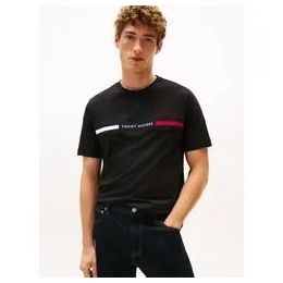 T-Shirt Tommy Hilfiger "HILFIGER CHEST INSERT", Herren, Gr. S, schwarz, Single Jersey, Obermaterial: 100% Baumwolle, regular fit normal, Rundhals, Shirts T-Shirt