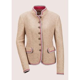 Madeleine Mode Longblazer MADELEINE "Blazer Kurzer Blazer mit Wolle", Damen, Gr. 48, beige (taupe, magenta), Obermaterial: 70% Wolle WO. 25% Polyamid PA. 5% sonstige Fasern AF., Modern, normal, Blazer Longblazer