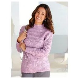 Strickpullover Inspirationen "Pullover", Damen, Gr. 46, lila (orchidee, meliert), 43% Polyester, 42% Polyacryl, 11% Polyamid, 4% Wolle, gemustert, mehrfarbig, meliert, Pullover Strickpullover