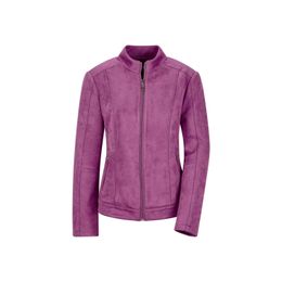 Blouson GOLDNER "Elegante Veloursjacke mit Stehkragen", Damen, Gr. 40, pink (beere), Obermaterial: 95% Polyester PES. 5% Elasthan EL., Modisch, figurumspielend, Jacken Blouson, Passformn&auml;hte