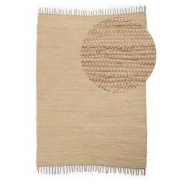 Teppich CarpetFine "Kelim Chindi uni, auch als L&auml;ufer", beige, B:190cm H:5mm L:290cm, Baumwolle, Teppiche, Teppich, Wendeteppich, reine Baumwolle, handgewebt, Uni-Farben, mit Fransen