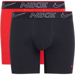 Boxershorts NIKE UNDERWEAR "BOXER BRIEF 2PK", Herren, Gr. S (46), schwarz (uni rot, schwarz), Jersey, Obermaterial: 95% Baumwolle, 5% Elasthan, unifarben, k&ouml;rpernah, Unterhosen Boxershorts, mit Logo-Elastikbund