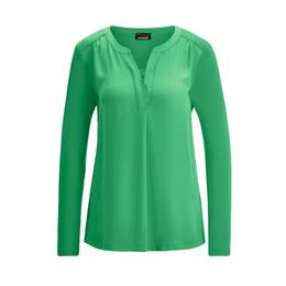 Kurzarmbluse GOLDNER "Kurzgr&ouml;&szlig;e Elegantes Chiffonshirt, Jersey-Details", Damen, Gr. 22, gr&uuml;n, Obermaterial: 50% Polyester PES. 47% Viskose CV. 3% Elasthan EL., Gerade, Blusen Kurzarmbluse, Schlitz