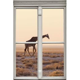 Wandsticker queence "Giraffe", beige (natur), B:40cm H:60cm T:0,1cm, Wandtattoos, Wandsticker, Wandsticker, Wandbild, selbstklebend, 3D, Fenster
