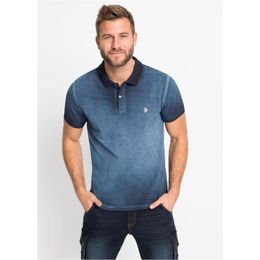 Poloshirt bonprix, Herren, Gr. 60/62 (XXL), tiefblau used, Piqu&eacute;, Obermaterial: 100% Baumwolle, unifarben, washed, regular fit h&uuml;ftlang, Rundhals, Rippb&uuml;ndchen, Shirts Poloshirt, Kurzarm, Polokragen, ausgewaschene Optik, aus Baumwolle, Topseller