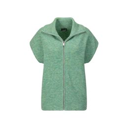 Kurzweste GOLDNER "Kurzgr&ouml;&szlig;e Melierte Weste mit Rei&szlig;verschluss", Damen, Gr. 24, gr&uuml;n (hellgr&uuml;n), Obermaterial: 76% Polyester PES. 15% Polyamid PA. 6% Schurwolle WV. 3% Elasthan EL., Modisch, Westen Kurzweste, Umlegekragen kann hochgeschlossen werden