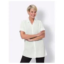 Longbluse Classic Basics, Damen, Gr. 42, wei&szlig;, 100% Polyester, unifarben, V-Ausschnitt, Blusen Longbluse