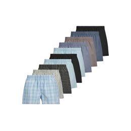 Jack & Jones Webboxer JACK & JONES "Web-Boxershorts JACMILANO WOVEN BOXERS 10 PACK 10er Pack", Herren, Gr. S, bunt (schwarz, braun, blau, grau), Obermaterial: 100% Baumwolle CO., Unterhosen Webboxer