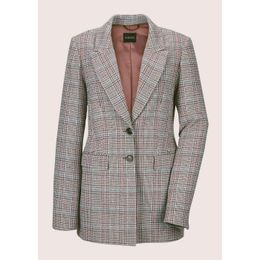 Madeleine Mode Jackenblazer MADELEINE "Blazer Langer Blazer mit Wolle", Damen, Gr. 38, braun (cognac, bleu), Obermaterial: 50% Polyacryl PAN. 25% Polyester PES. 20% Wolle WO. 5% sonstige Fasern AF., Modern, normal, Blazer Jackenblazer