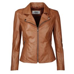 Lederjacke JCC "Lederjacke Erijona", Damen, Gr. 34, braun (cognac), Obermaterial: 100% Lammnappaleder LANA. Futter: 100% Polyester PES., Jacken Lederjacke