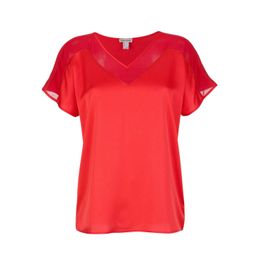 Kurzarmshirt Alba Moda "Shirt Shirt mit Spitzen am Ausschnitt", Damen, Gr. 34, rot, Obermaterial: 100% Polyester PES., Modern, figurumspielend, Shirts Kurzarmshirt