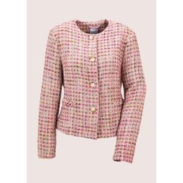 Madeleine Mode Jackenblazer MADELEINE "Tweed-Blazer Eleganter Businessblazer mit Hornkn&ouml;pfen", Damen, Gr. 42, wei&szlig; (perlwei&szlig;, blassrosa, multicolor), Obermaterial: 100% Polyester PES., Modern, Blazer Jackenblazer, Tweed-Blazer