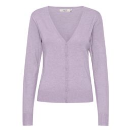 Strickjacke oxmo "Strickjacke OXHelene", Damen, Gr. XXL, lila (lila rose melange), Obermaterial: 80% Viskose CV. 20% Nylon NY., Strickjacken Strickjacke