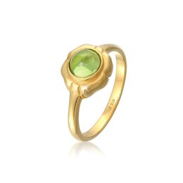 Silberring Elli Premium "Ring Peridot Cabochon Gr&uuml;n Klassik 925 Silber" Gr. 58, gold, Fingerringe, Damen, 58, Silber 925 (Sterlingsilber), Silberring