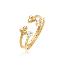 Ring-Set Elli "Ring Kugel Elegant Offen Ring Set 925 Silber, mit Kristallen von Swarovski" Gr. 54, gold, Fingerringe, Damen, 54, Silber 925 (Sterlingsilber), Ring-Set