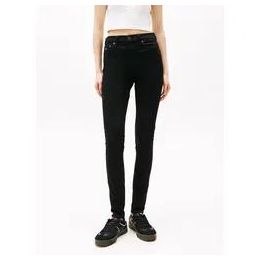 Tommy Hilfiger Skinny-fit-Jeans TOMMY JEANS "NORA MD SKN", Damen, Gr. 27, L&auml;nge 30, schwarz (denim schwarz), Denim/Jeans, Obermaterial: 90% Baumwolle, 8% Elastomultiester, 2% Elasthan, unifarben, skinny fit lang, Jeans, mit Stretchanteil, Mid Rise