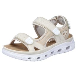 Sandale RIEKER SPORT, Damen, Gr. 37, beige (creme), Lederimitat, Textil, Schuhe Sandale, Sommerschuh, Sandalette, Plateauabsatz, mit Klettriemchen
